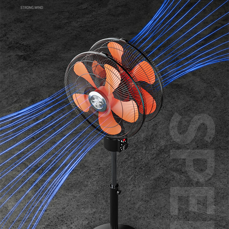 Double Heads Pedestal Stand Fan – airlando